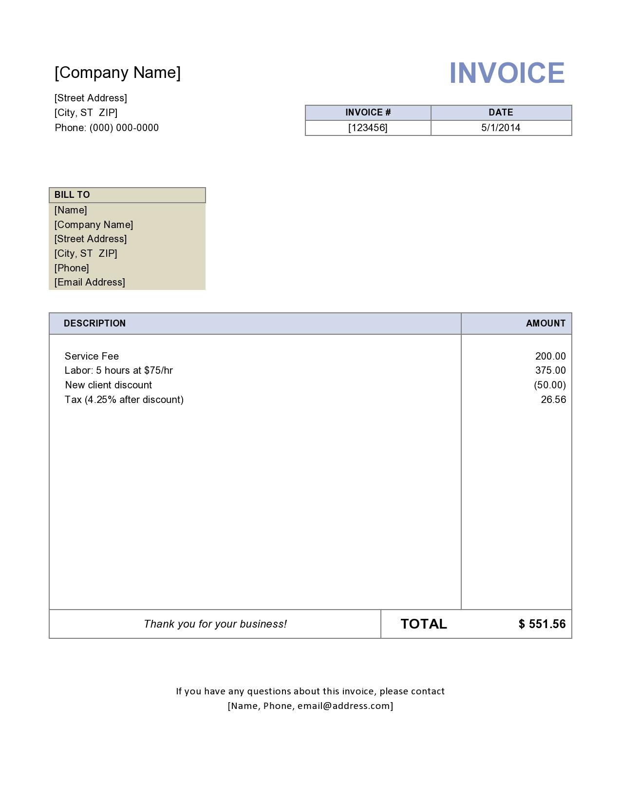 Invoice Template Free Online Or Excel Word